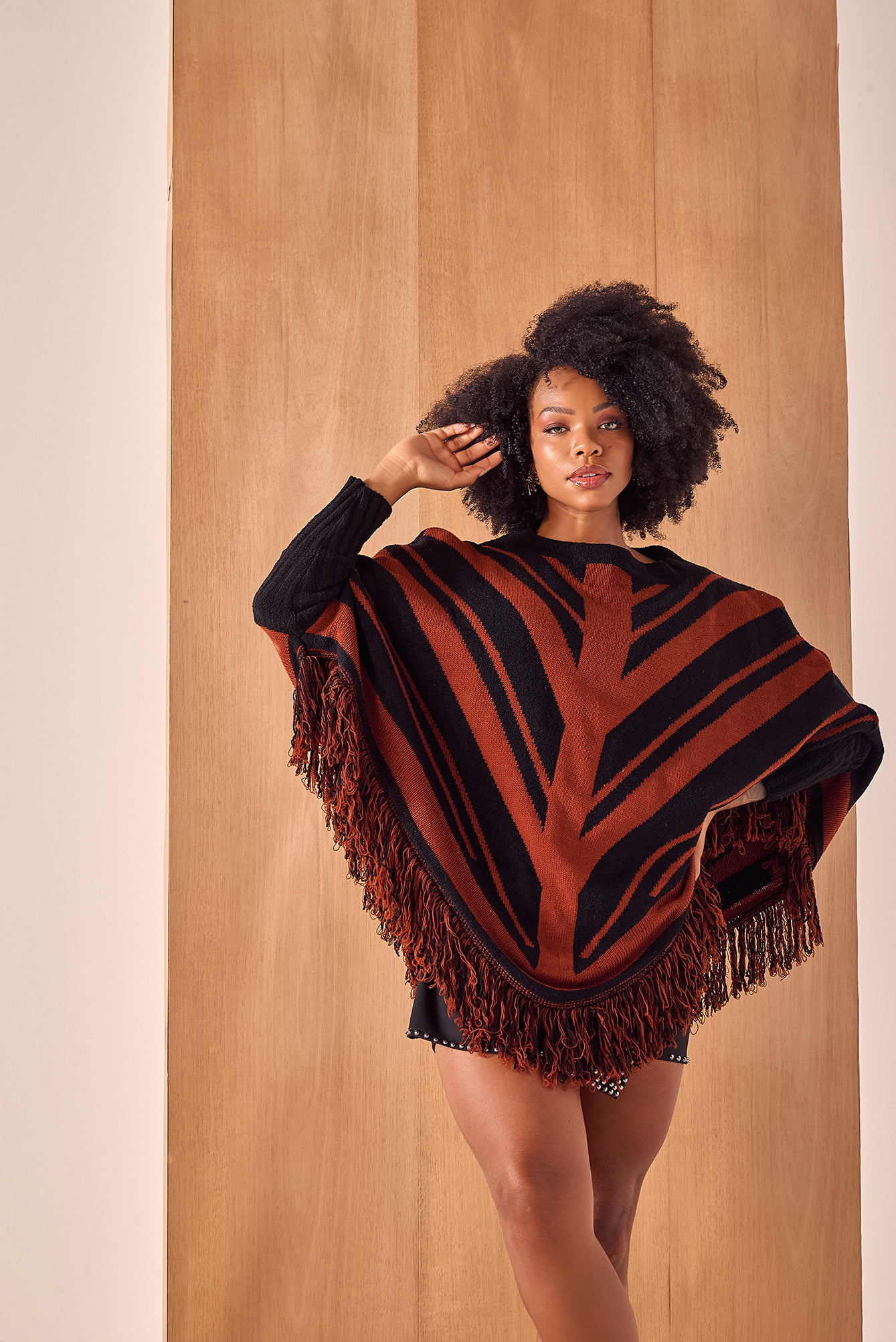 PONCHO COLD TRICOT - Pingo D'Lã Malhas